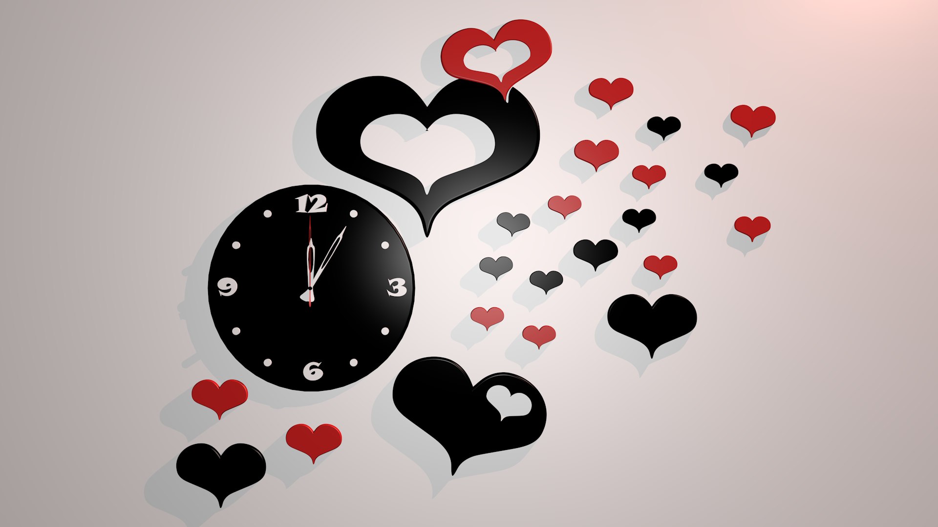 Wall clock hearts model - TurboSquid 1791563