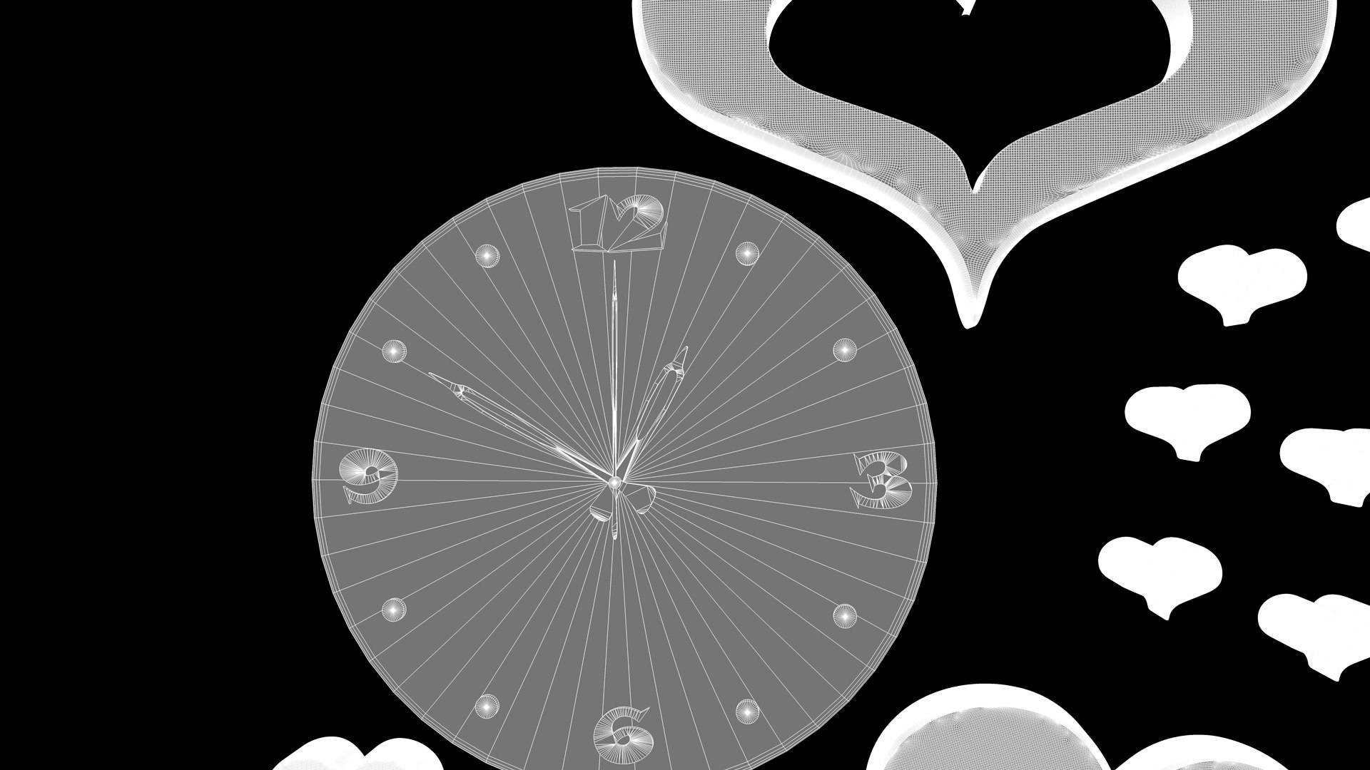 Wall clock hearts model - TurboSquid 1791563