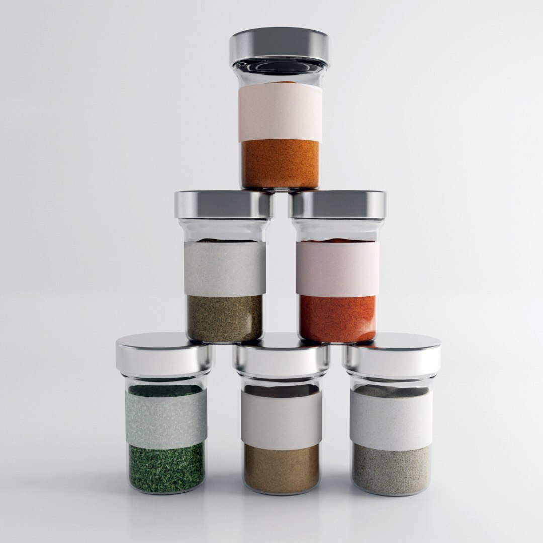 3d spice jar set model