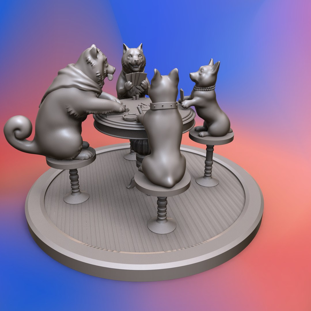 Dogs Playing Cards 3D Print Model - TurboSquid 1786586