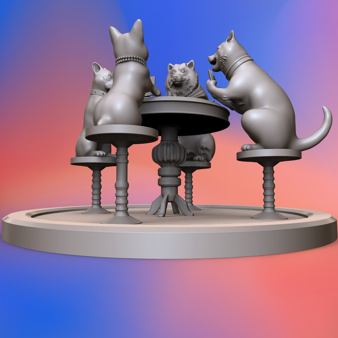 Dogs Playing Cards 3D Print Model - TurboSquid 1786586