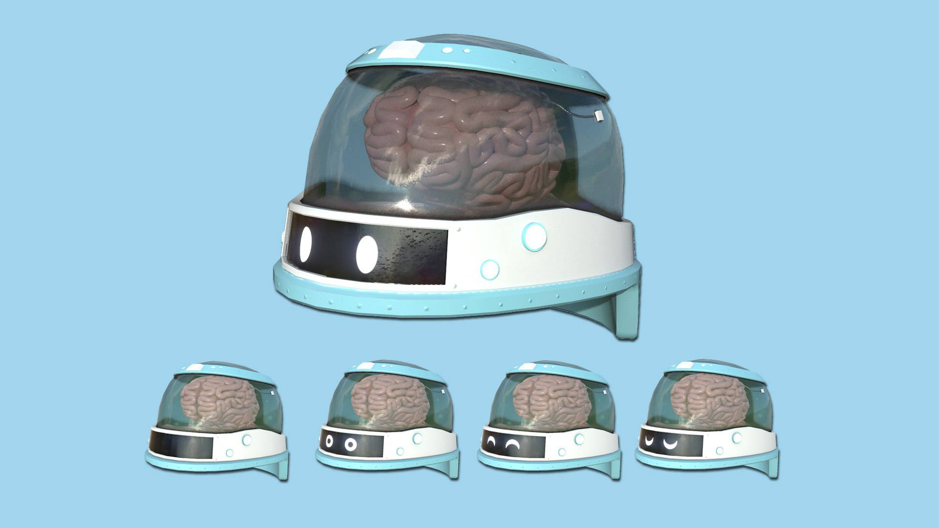 3D SciFi Brain Helmet 08 Faces - Character Design Fashion model ...