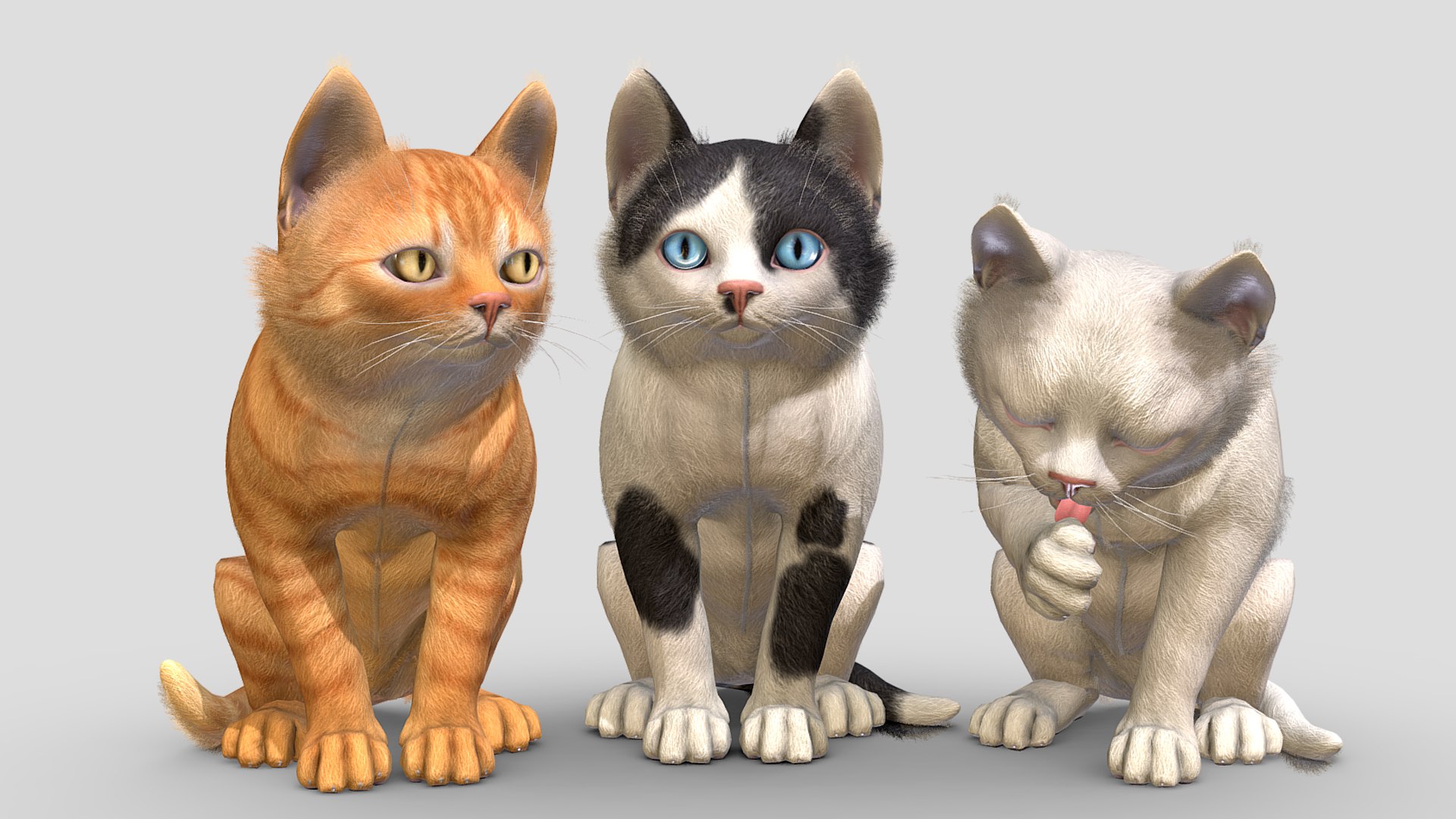 3D Cats Family Model - TurboSquid 2097227
