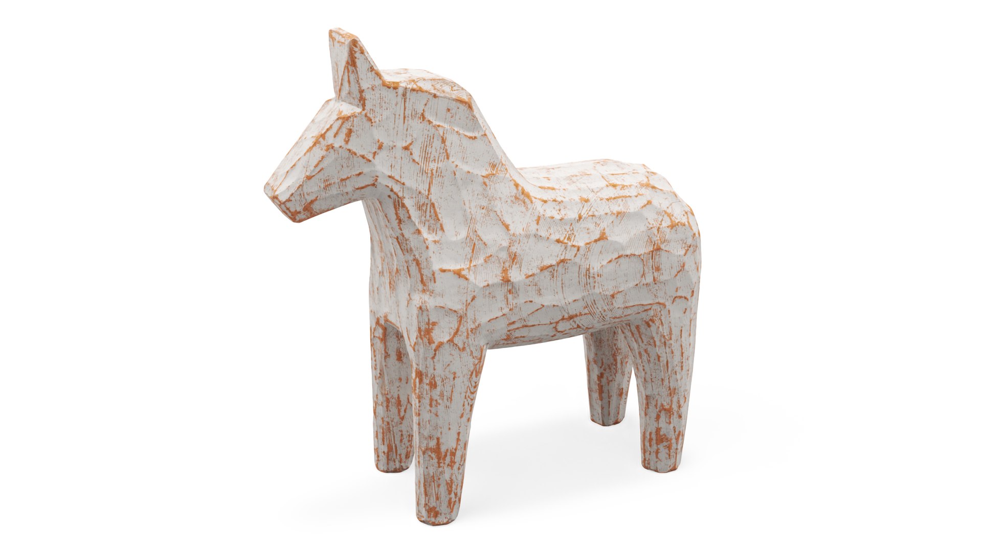 3D Distressed White Carved Wooden Horse Statue - TurboSquid 2159351