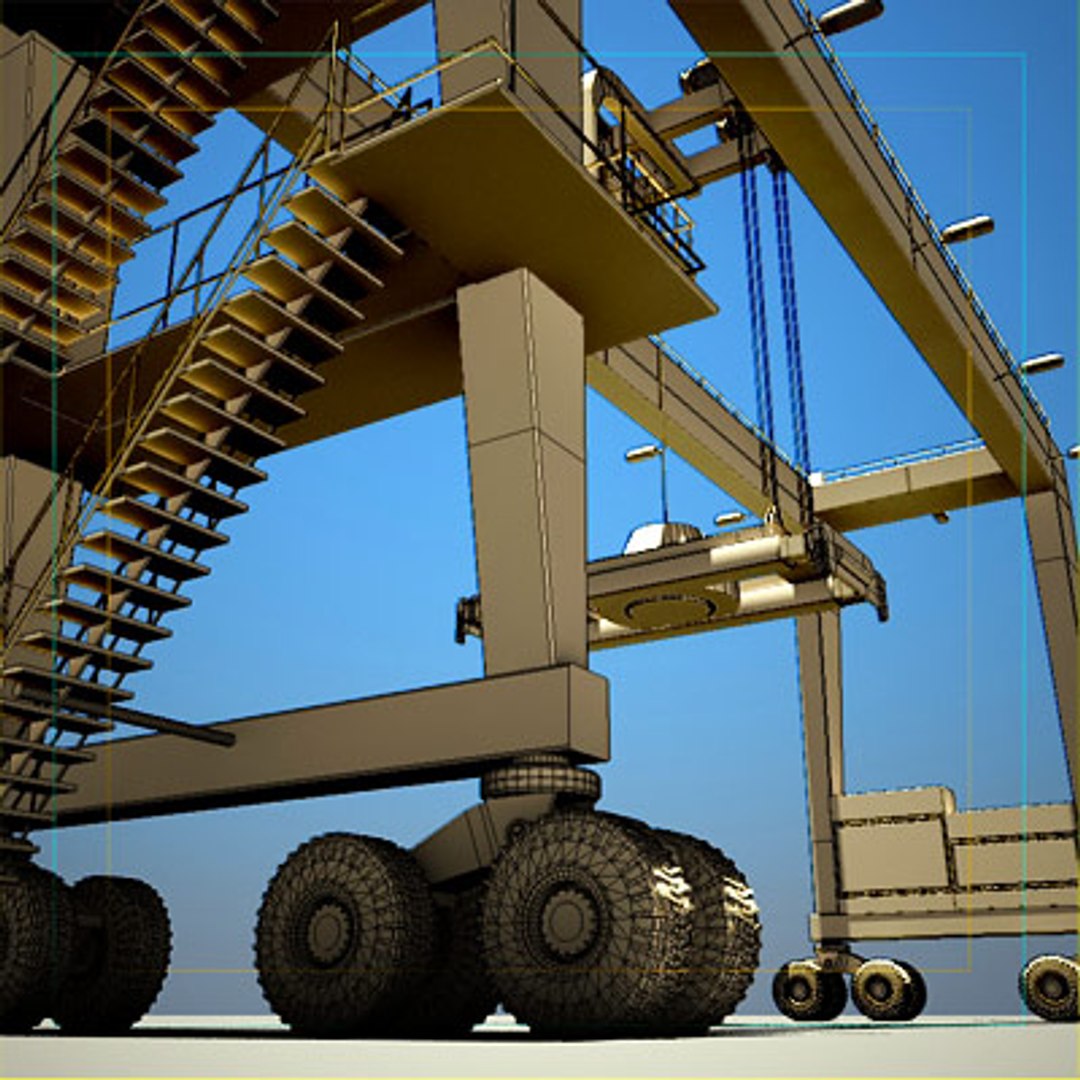 3d model gantry crane shipping containers