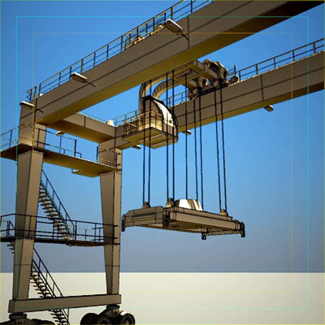 3d model gantry crane shipping containers