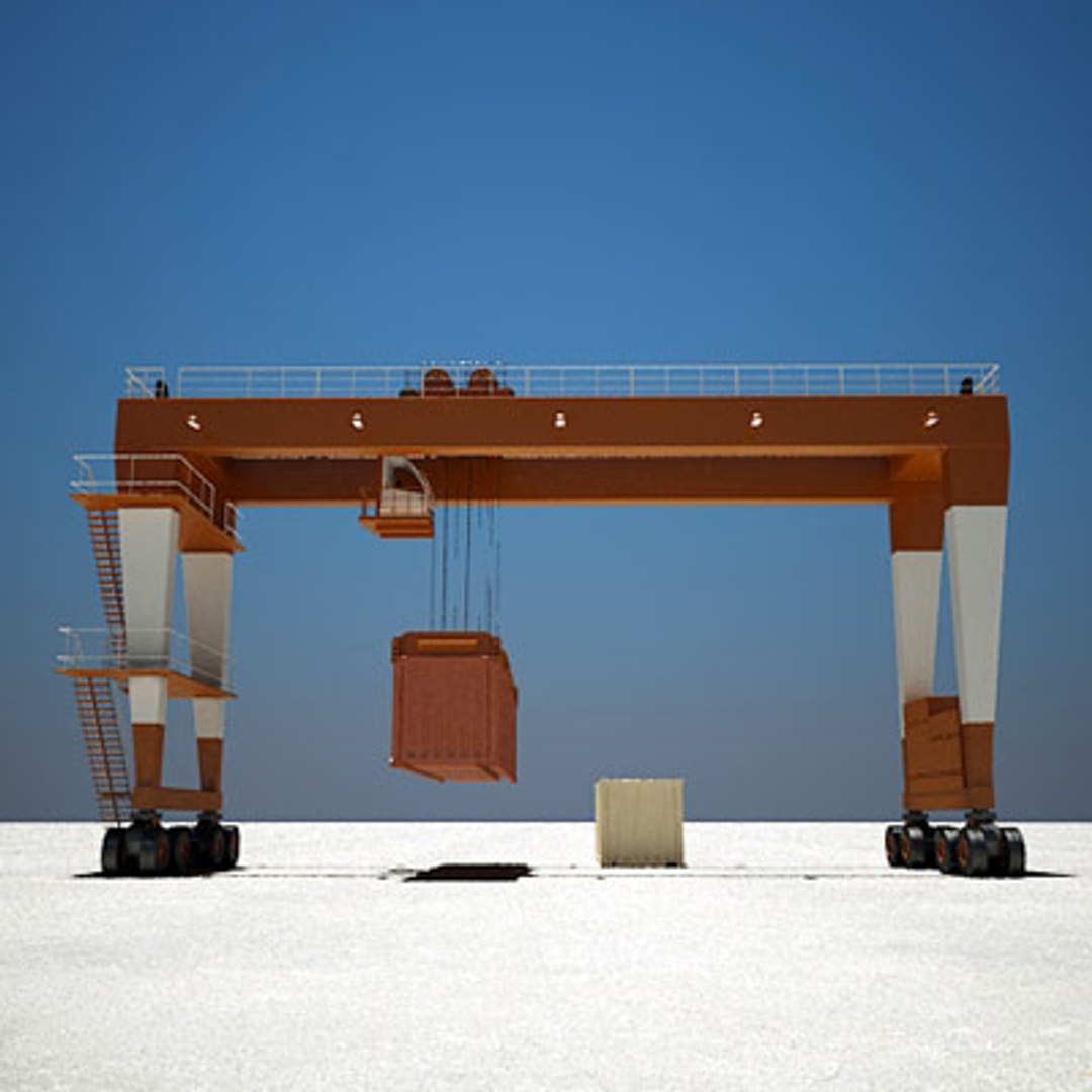 3d model gantry crane shipping containers