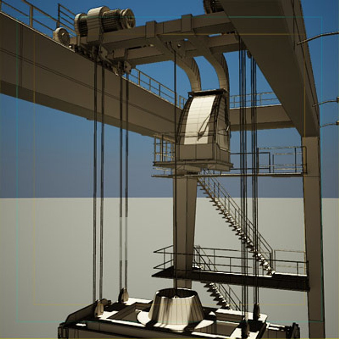 3d model gantry crane shipping containers