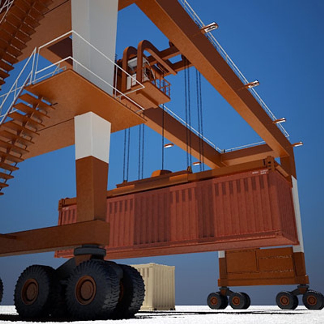 3d model gantry crane shipping containers