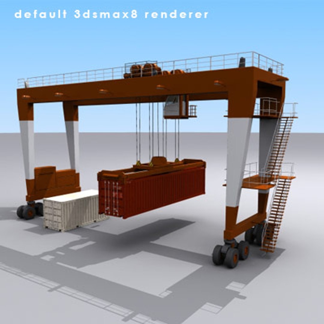 3d model gantry crane shipping containers