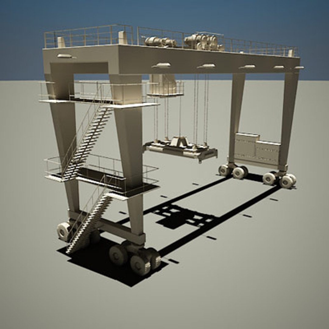 3d model gantry crane shipping containers