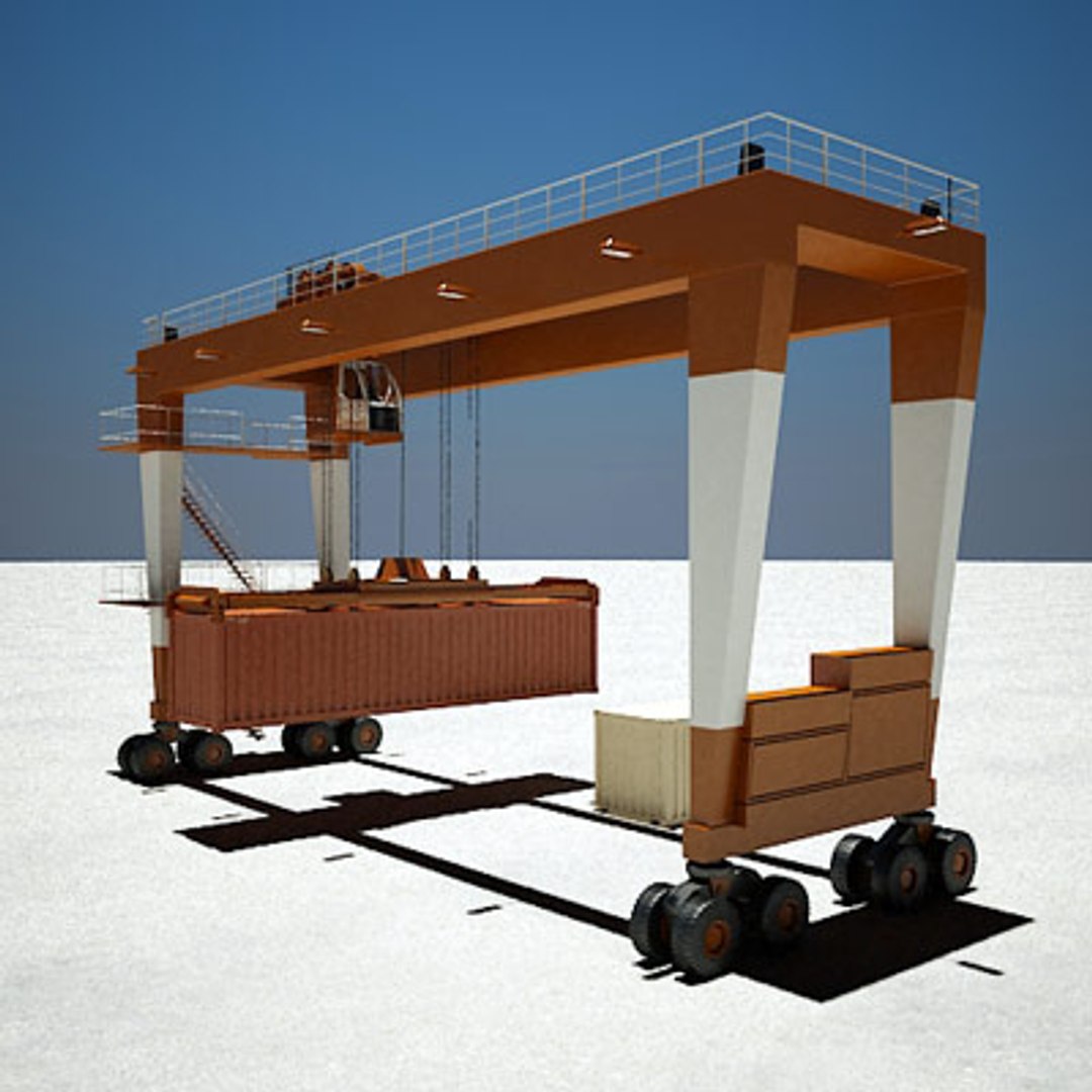 3d model gantry crane shipping containers