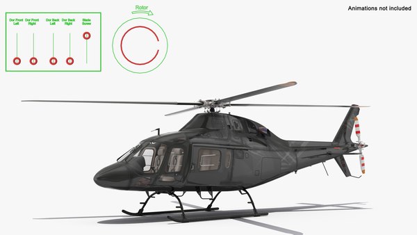 modelo 3d Helicóptero utilitario negro aparejado - TurboSquid 2163570