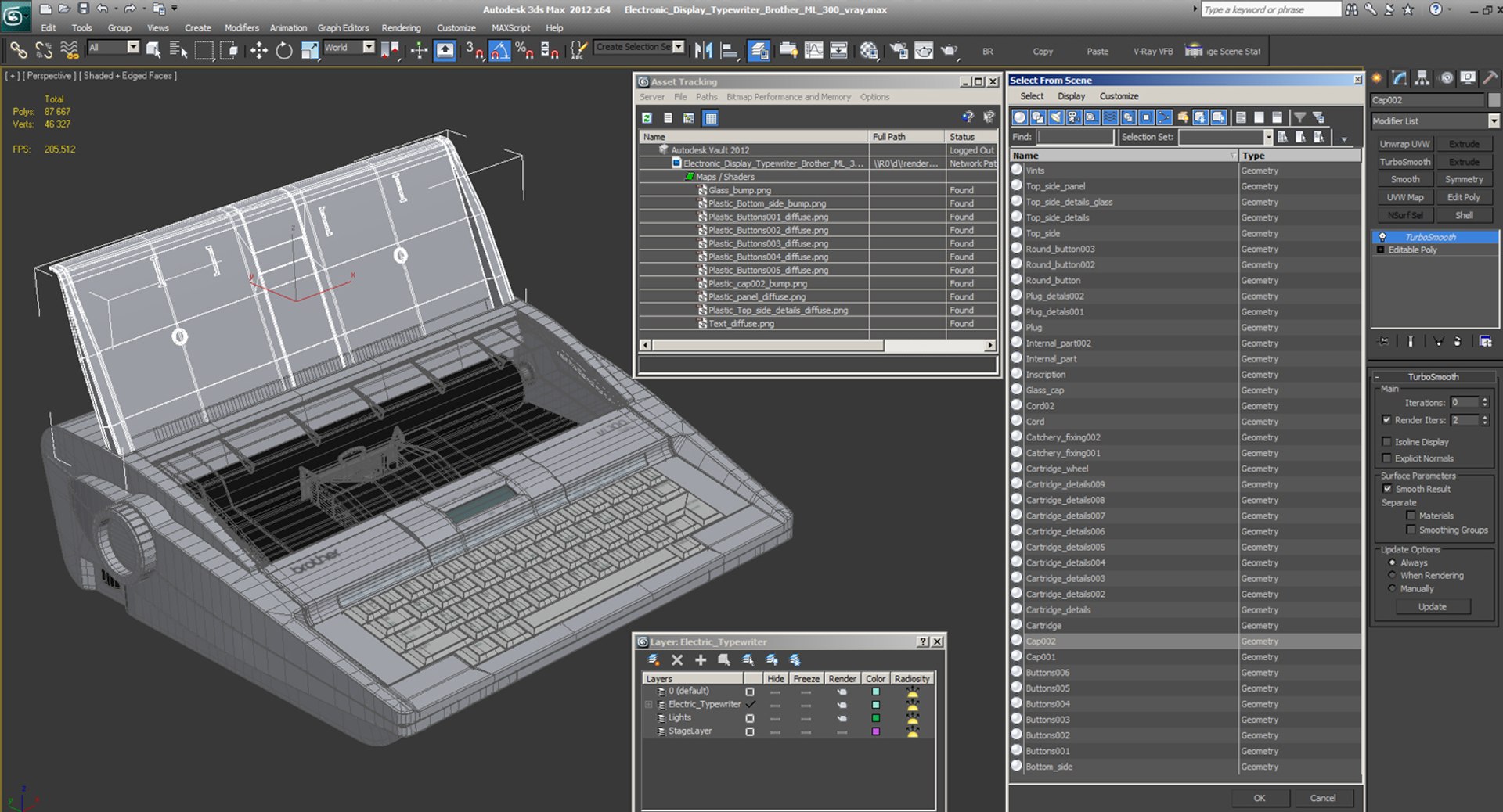 Electronic display typewriter brother 3D model - TurboSquid 1210081