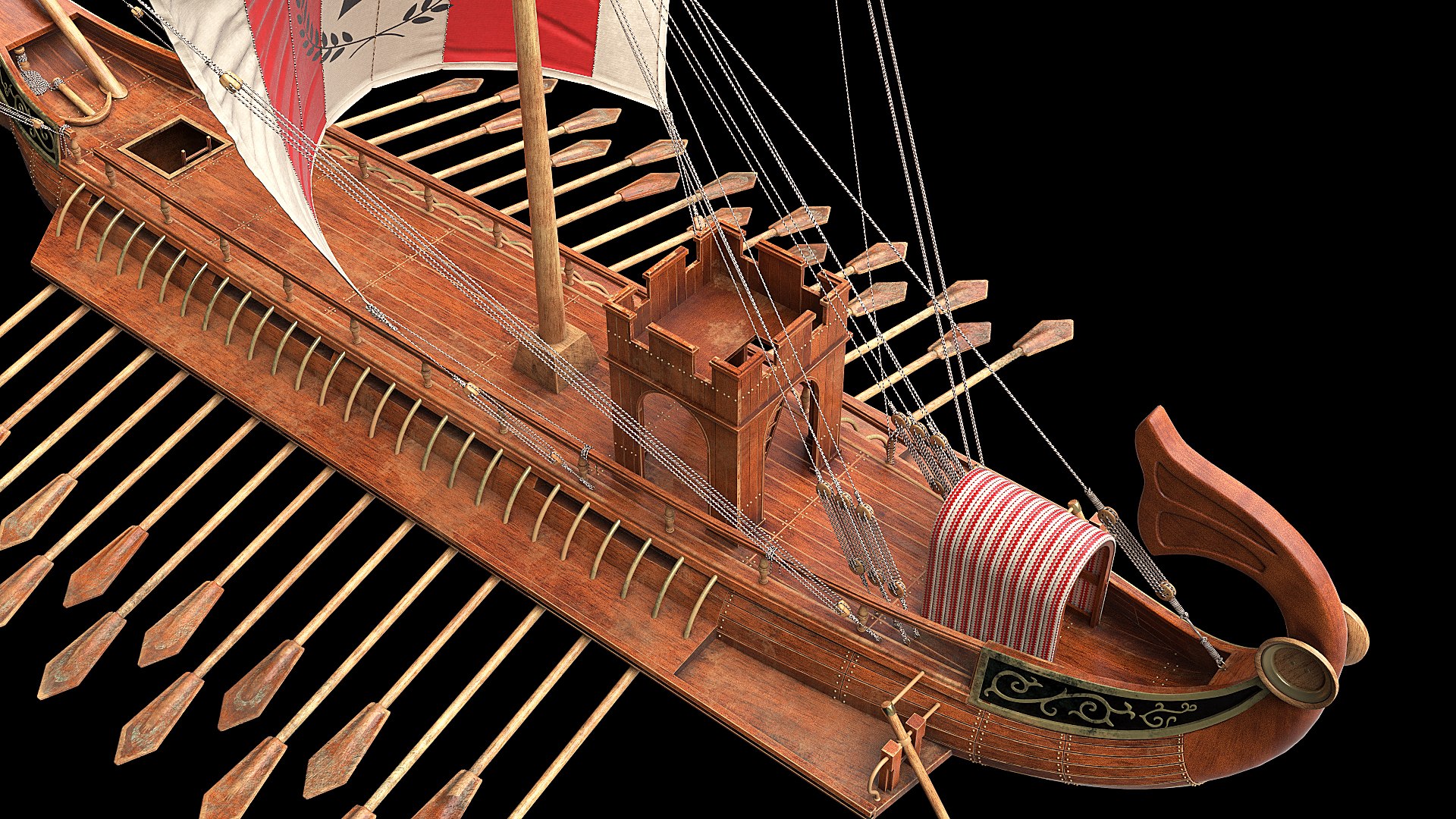 3D Bireme Caesar Roman Model - TurboSquid 1882954