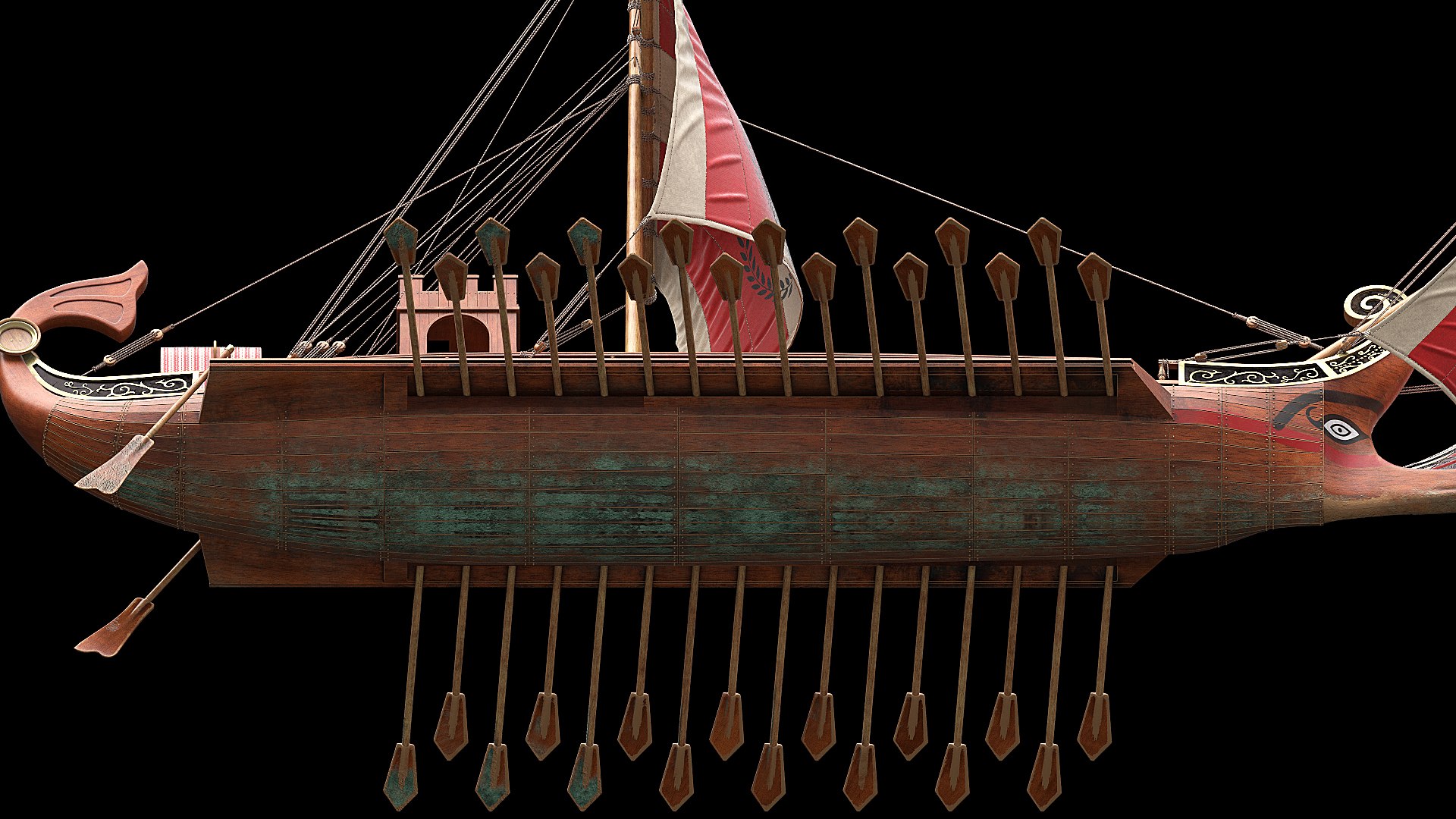 3D Bireme Caesar Roman Model - TurboSquid 1882954