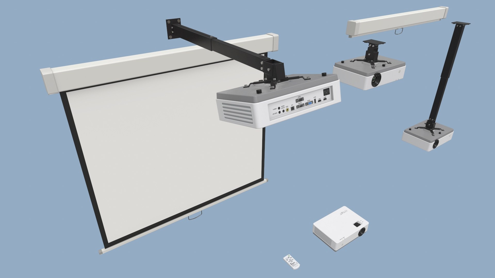 Projector And Screen Model - TurboSquid 1811073