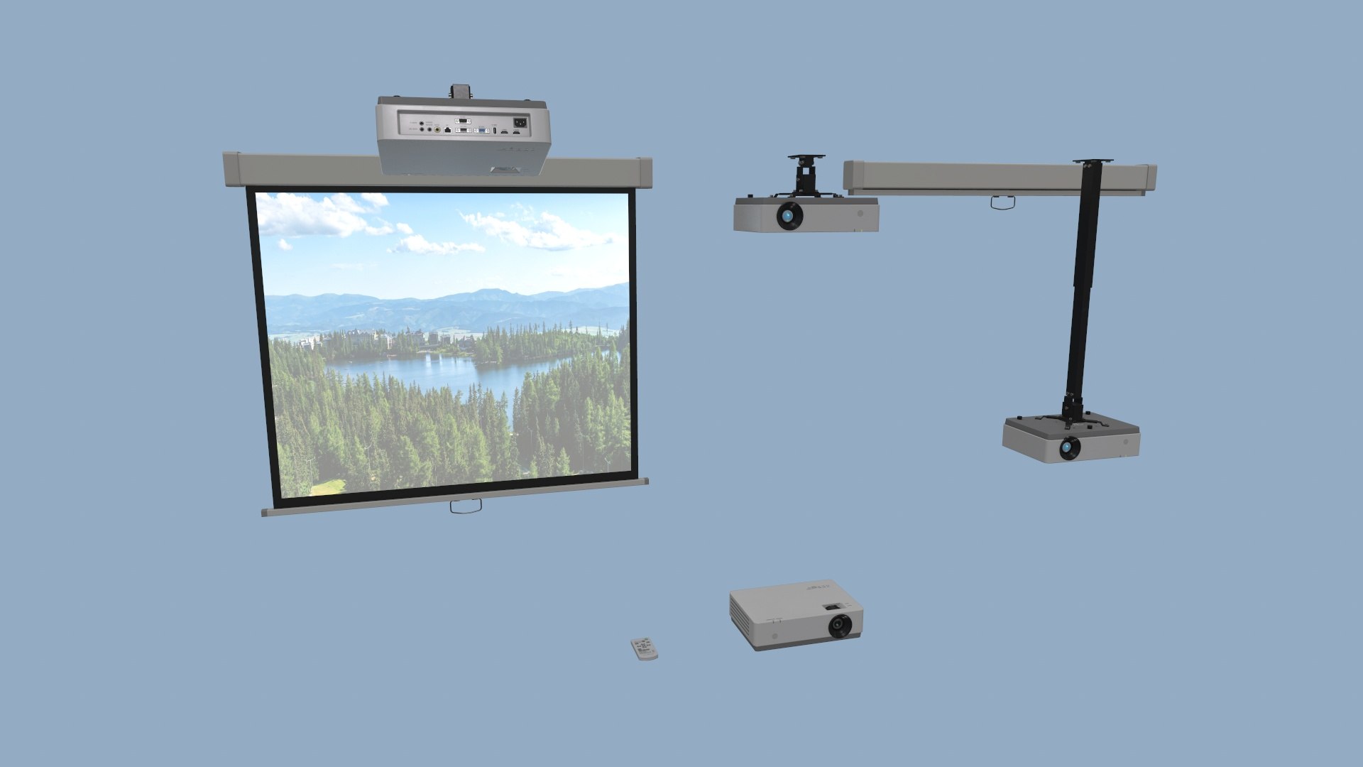 Projector And Screen Model - TurboSquid 1811073