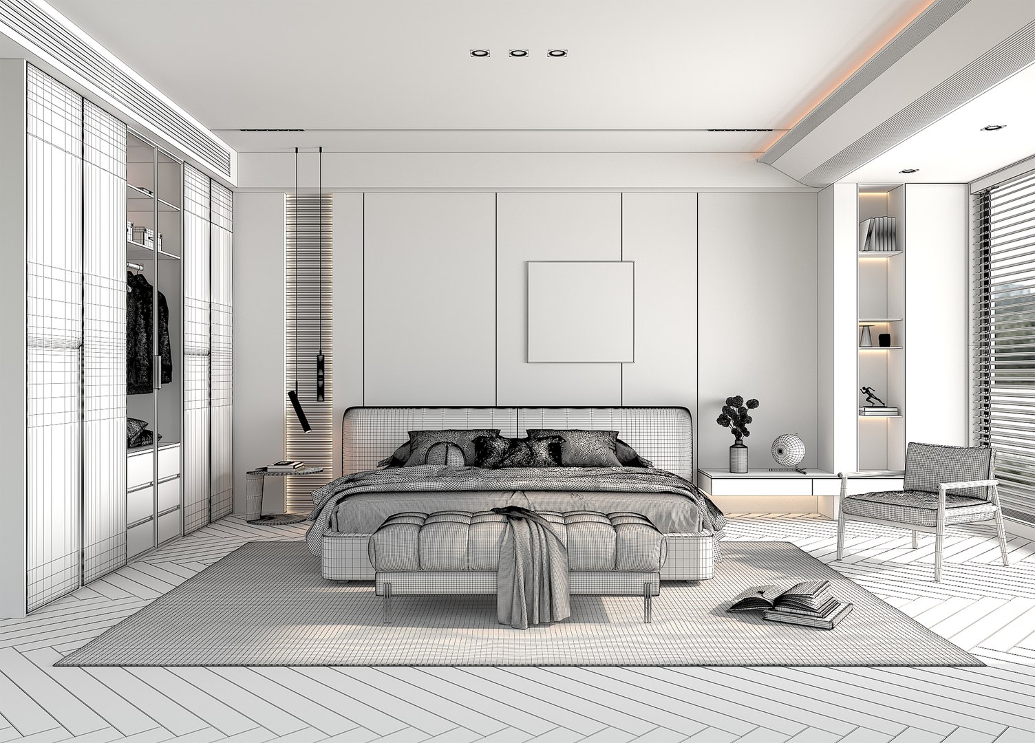 Modern Bedroom Scene 49 3D Model - TurboSquid 2355809