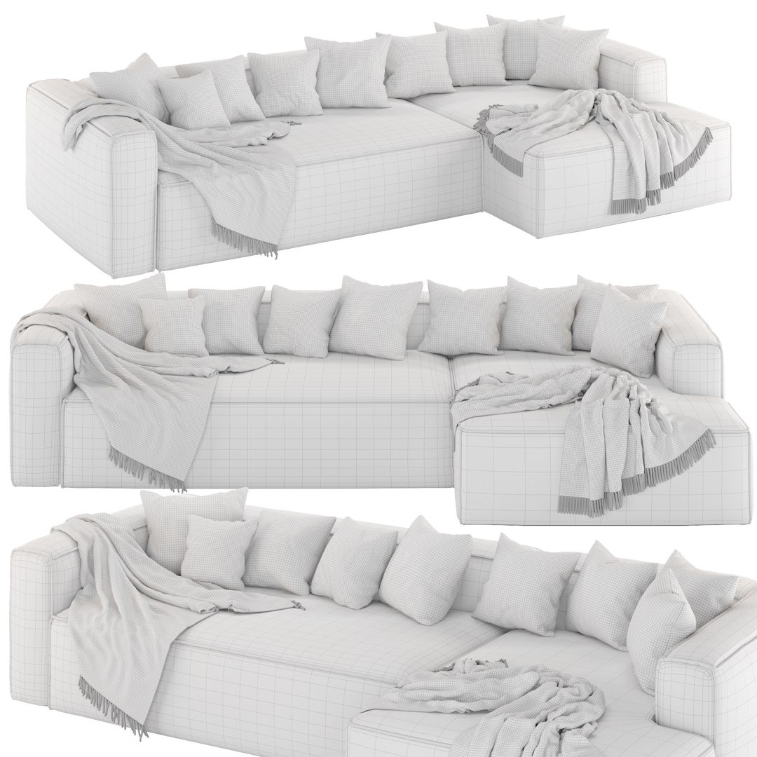 3D Sofa Blok 3-seater With Right Chaise Longue Model - TurboSquid 1856923