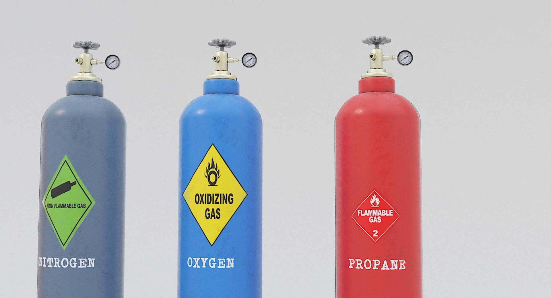 8-types Of Industrial Gas Cylinders 3D Model - TurboSquid 1744782