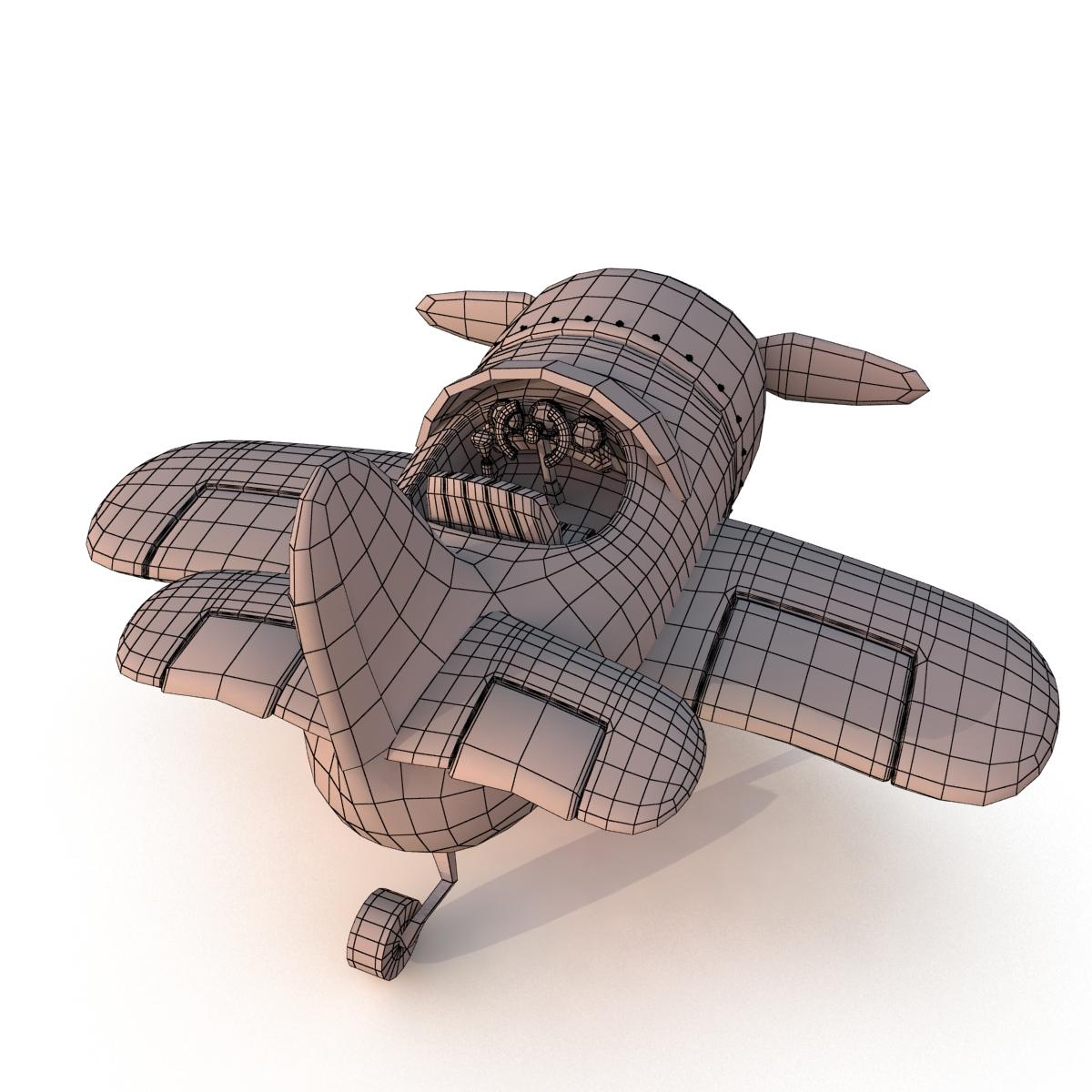 stylized cartoon plane 3d model