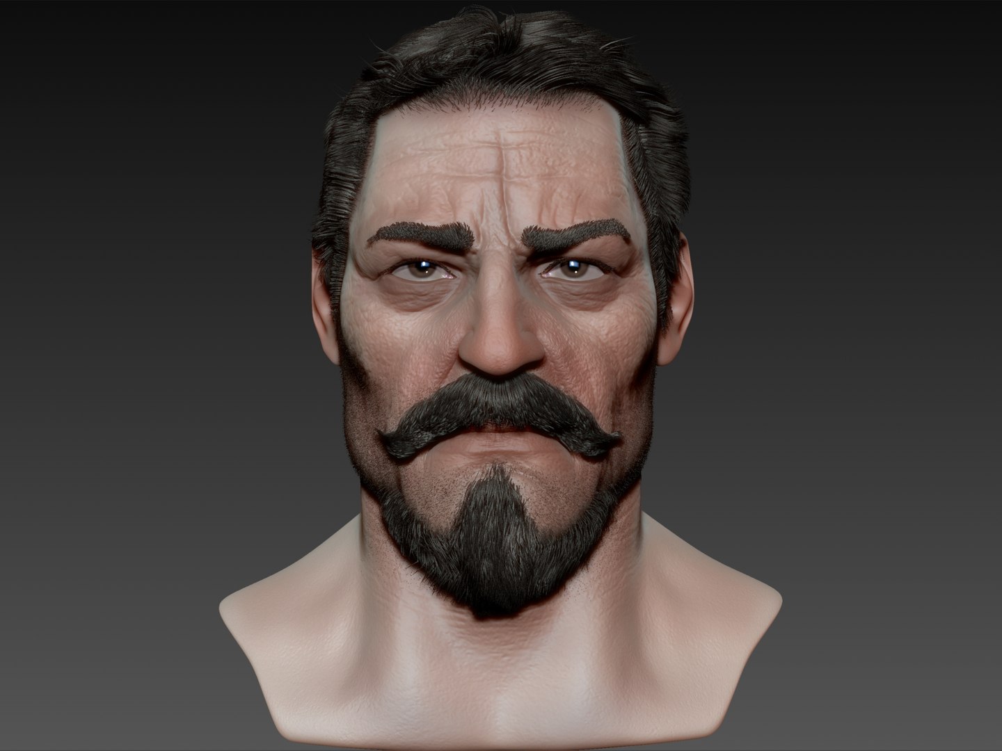 Macho Realistic Male Head 3d Model
