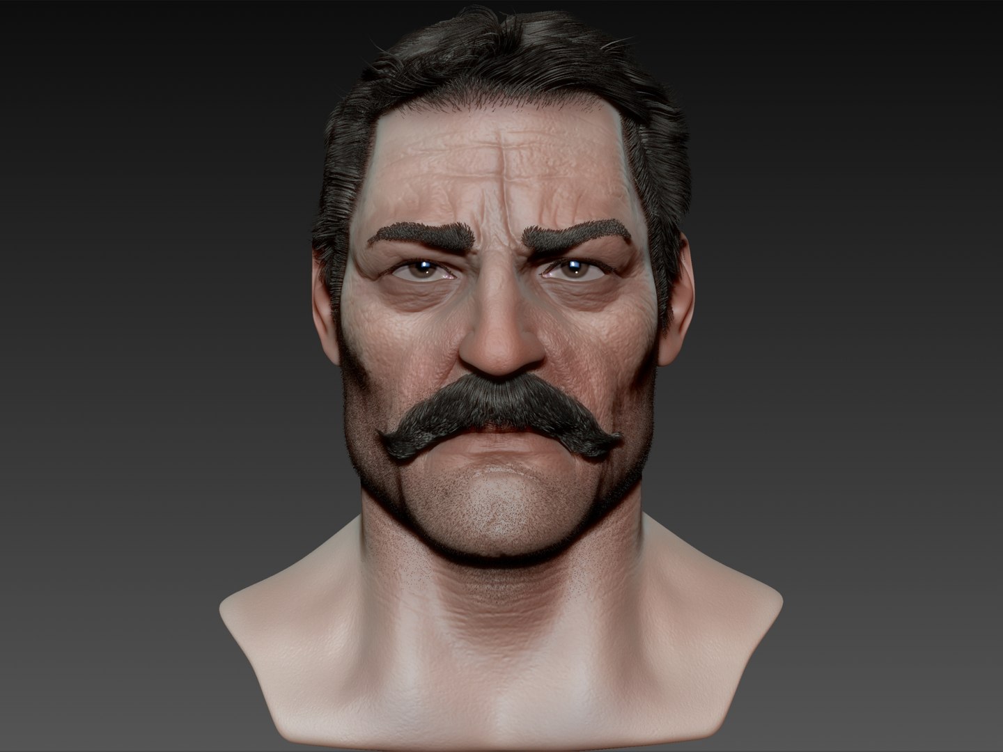 Macho Realistic Male Head 3d Model