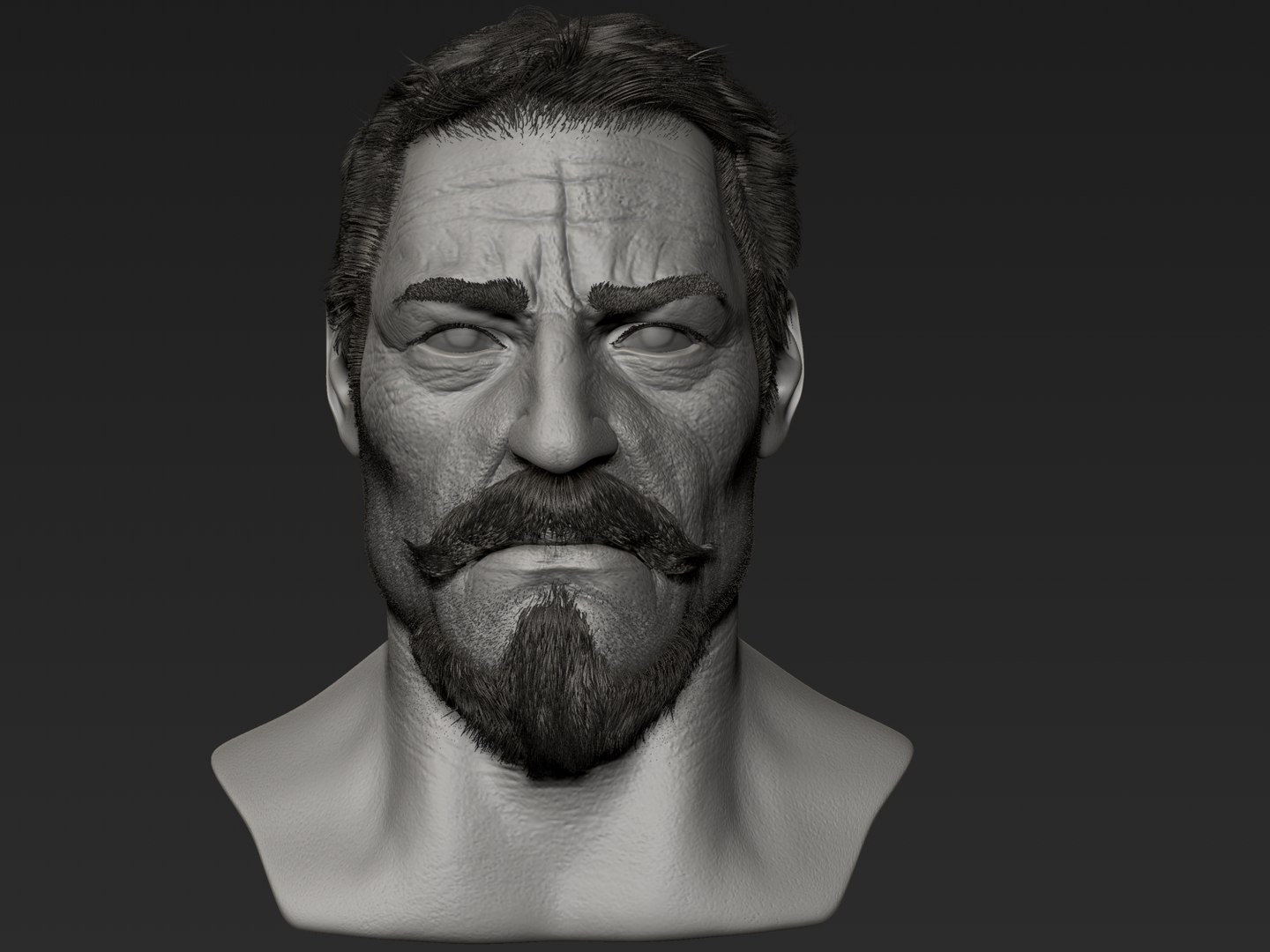 Macho Realistic Male Head 3d Model