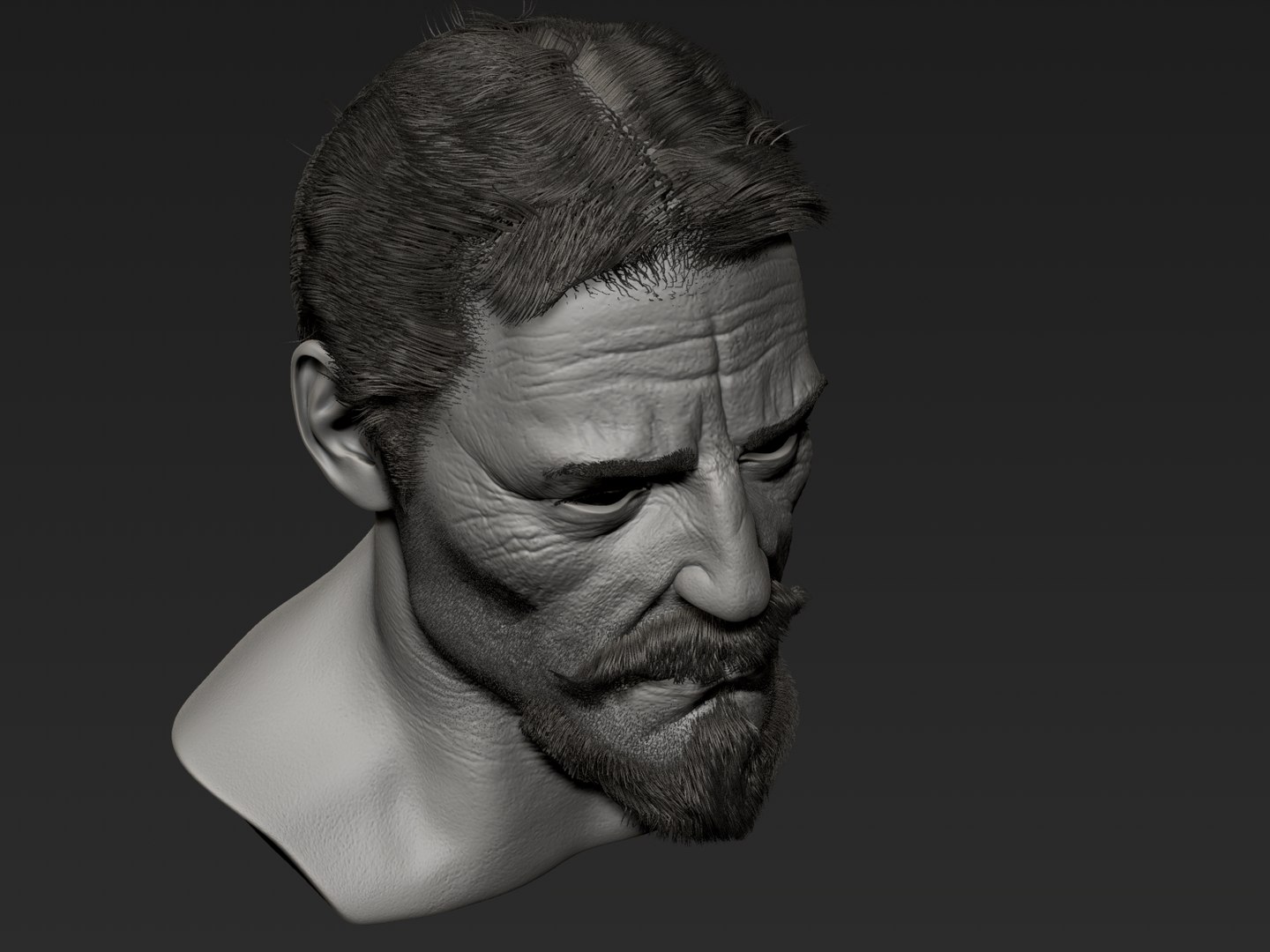 Macho Realistic Male Head 3d Model