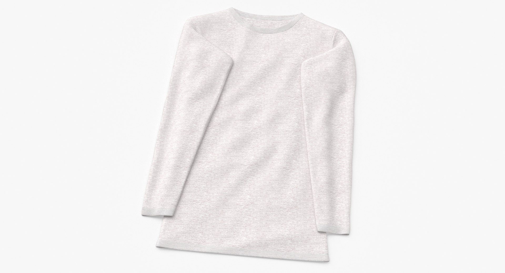 3D Long Sleeve Flat Female Crew Neck Pose 02 Blank And Branded Model ...