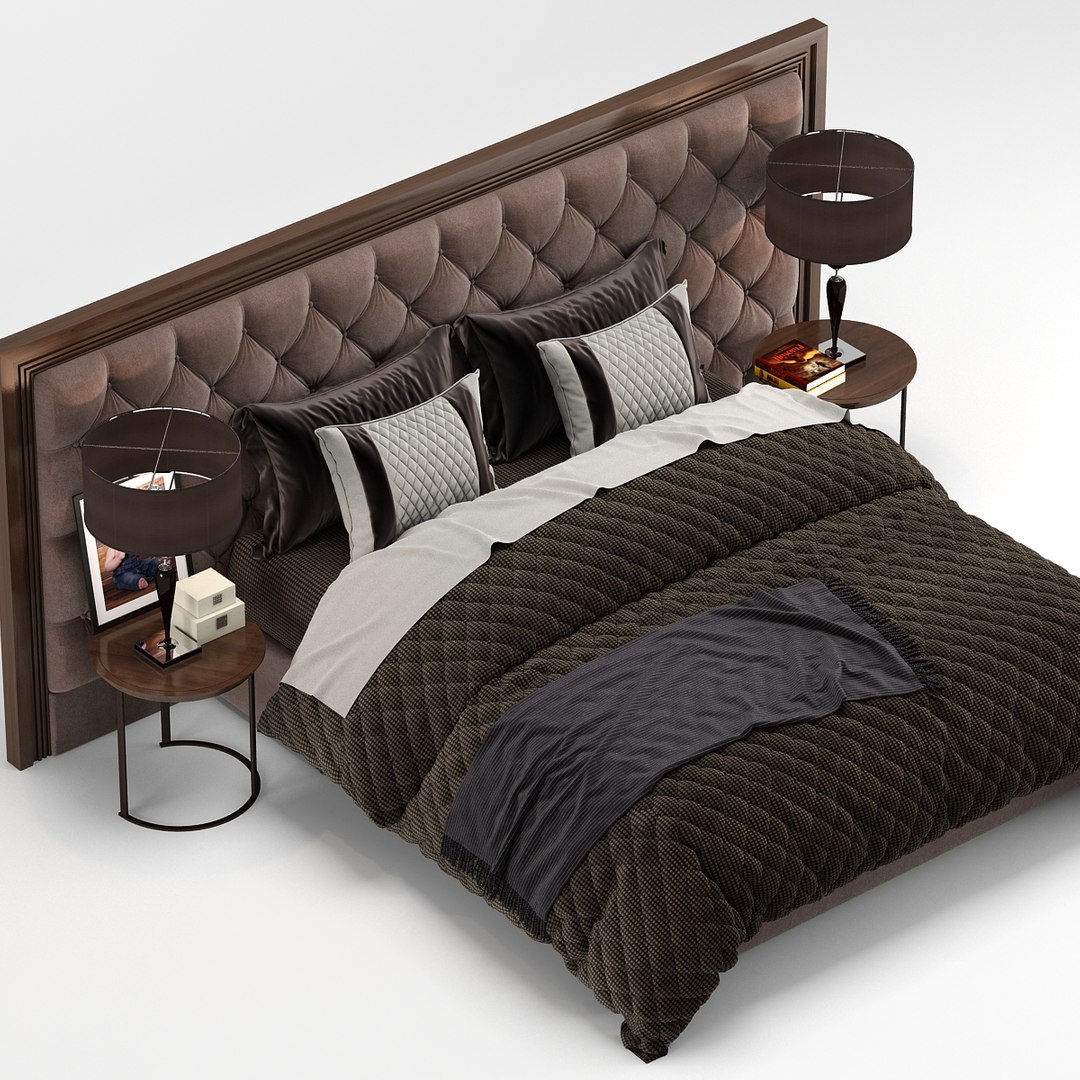 3D Porada Enya Capitone Bed Interior - TurboSquid 1341675