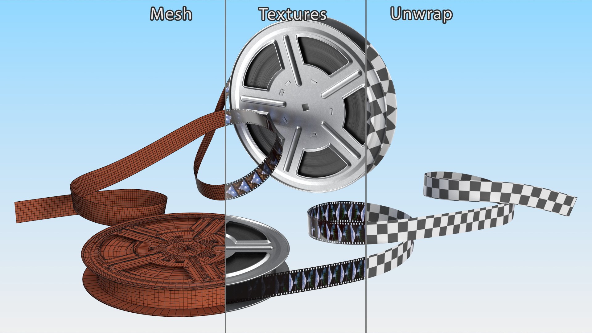 3D Color Video Film Reel Set - TurboSquid 2112265