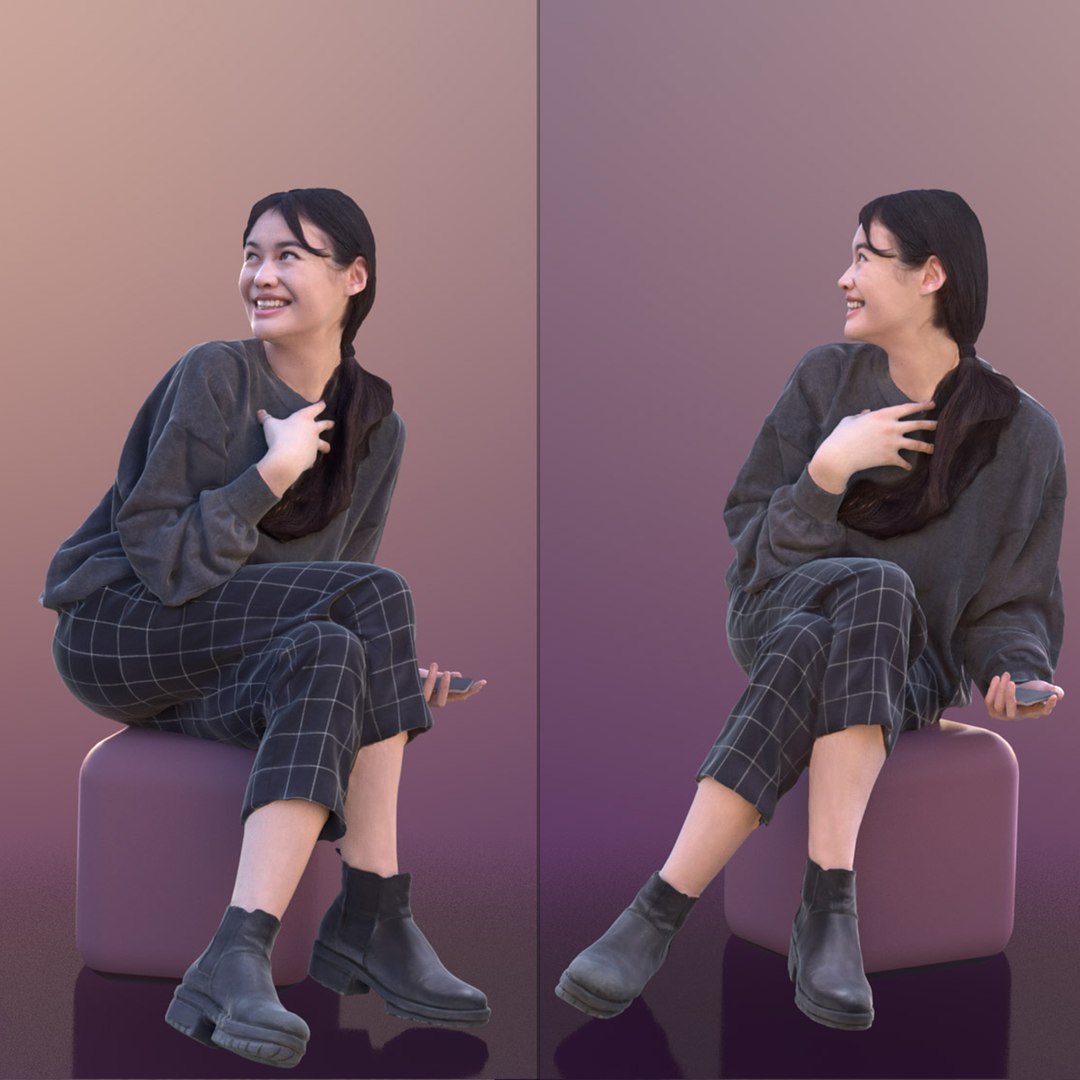 Woman Sitting Interacting 3D Model - TurboSquid 1709931