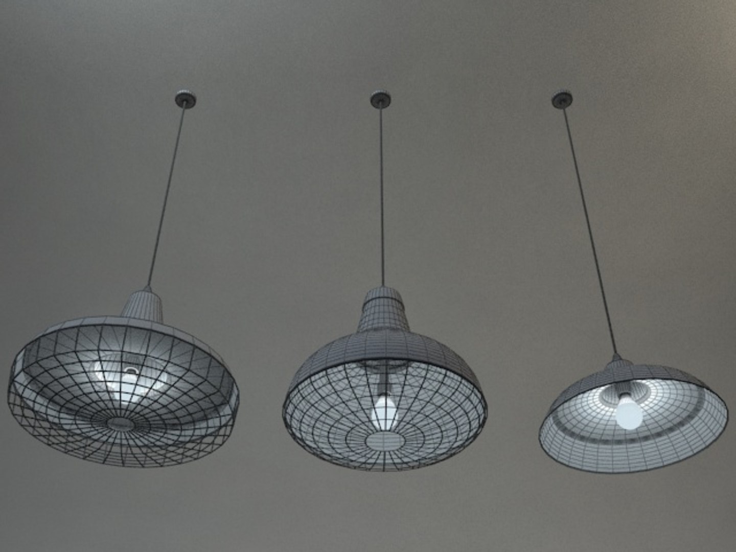 3d Industrial Pendant Lights Model