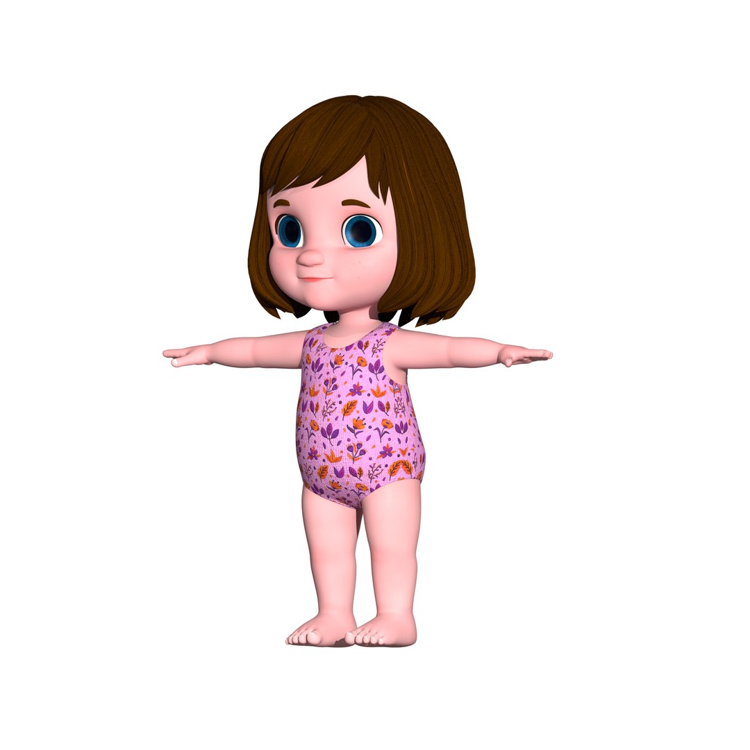 3D Girl Baby Cartoon - TurboSquid 1608135