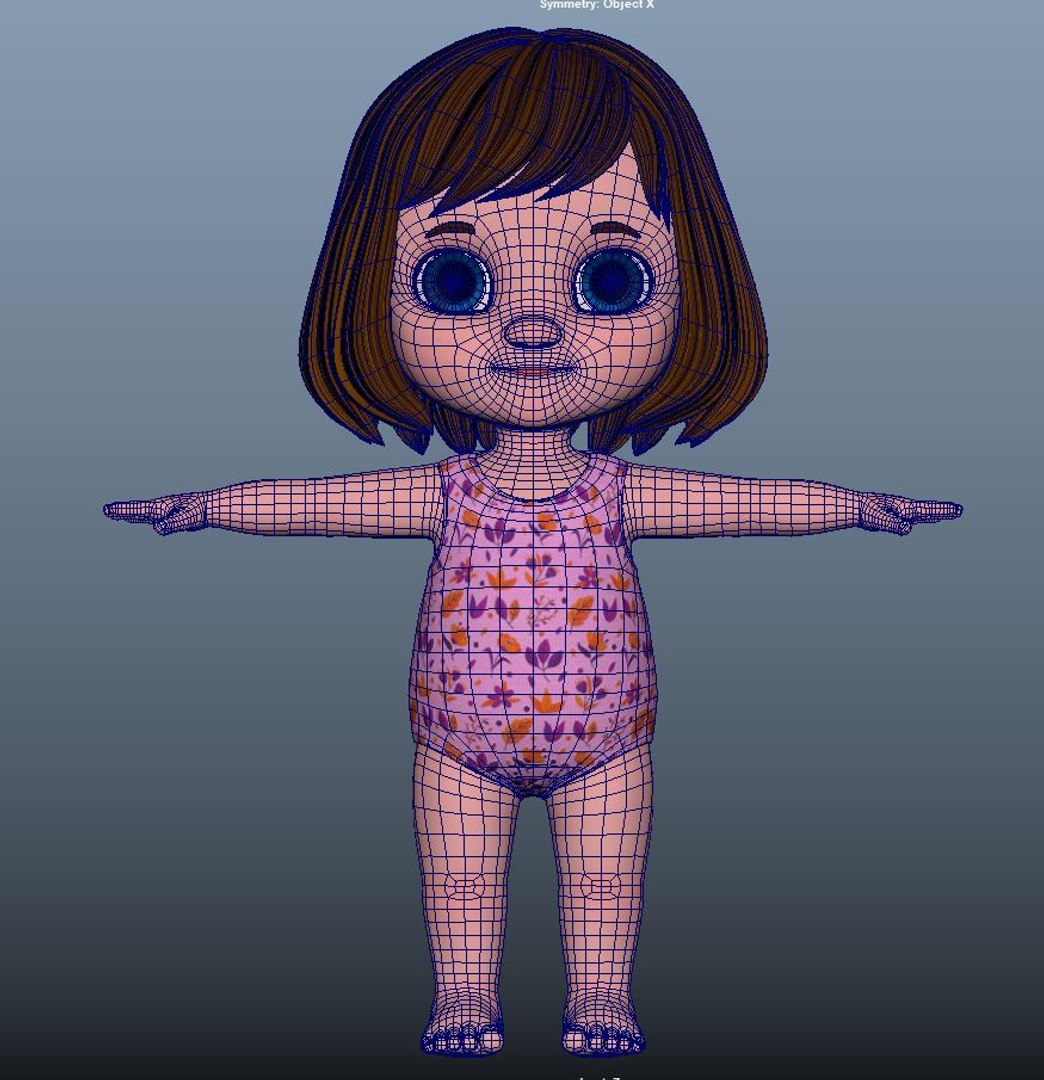 3D Girl Baby Cartoon - TurboSquid 1608135