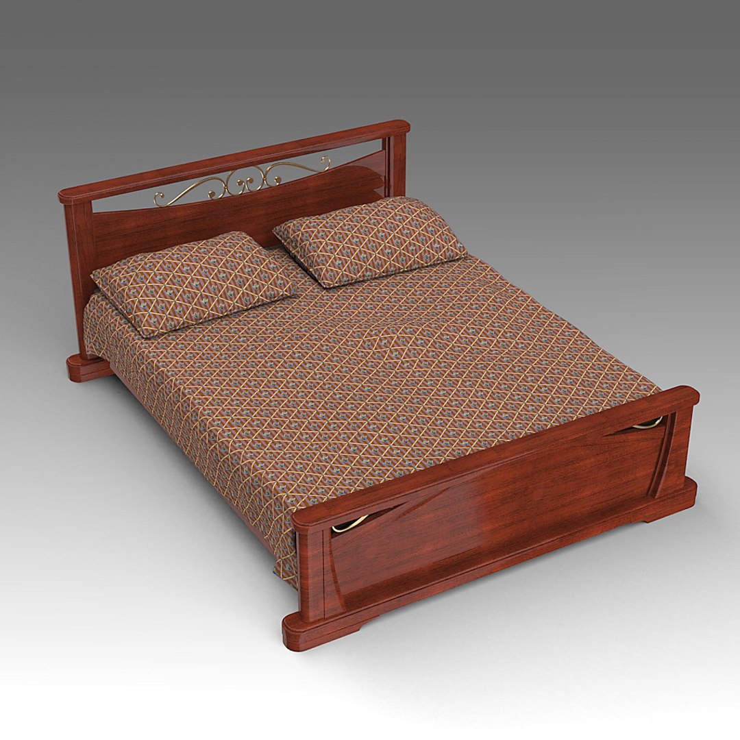 Wooden Bed 3d Model