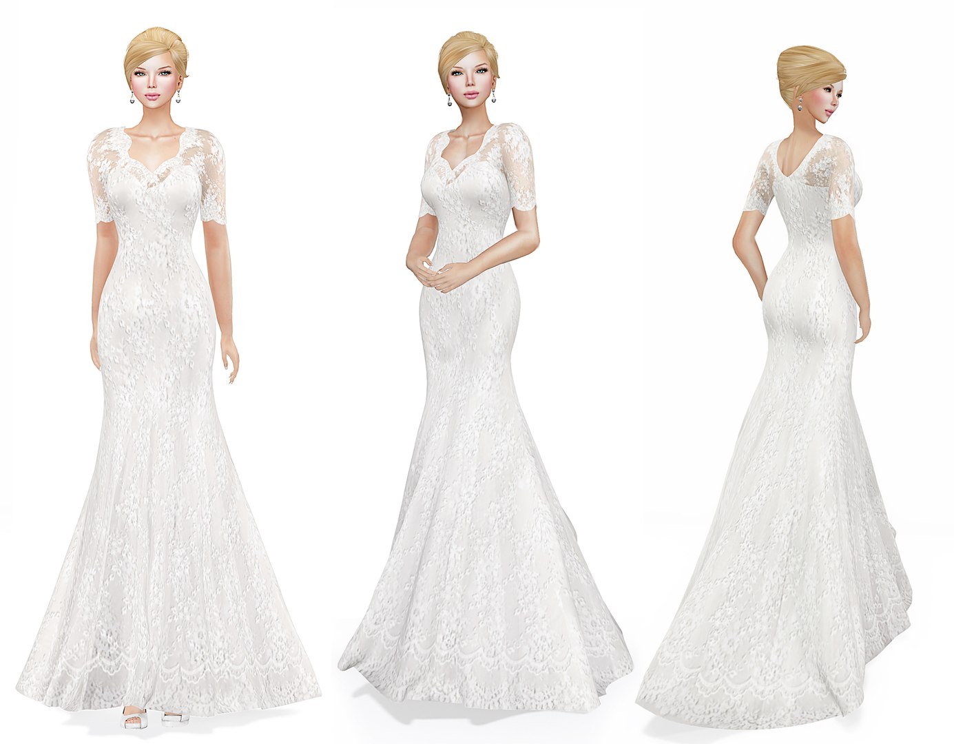 3D Celebrity Bridal Gown Model - TurboSquid 1816865
