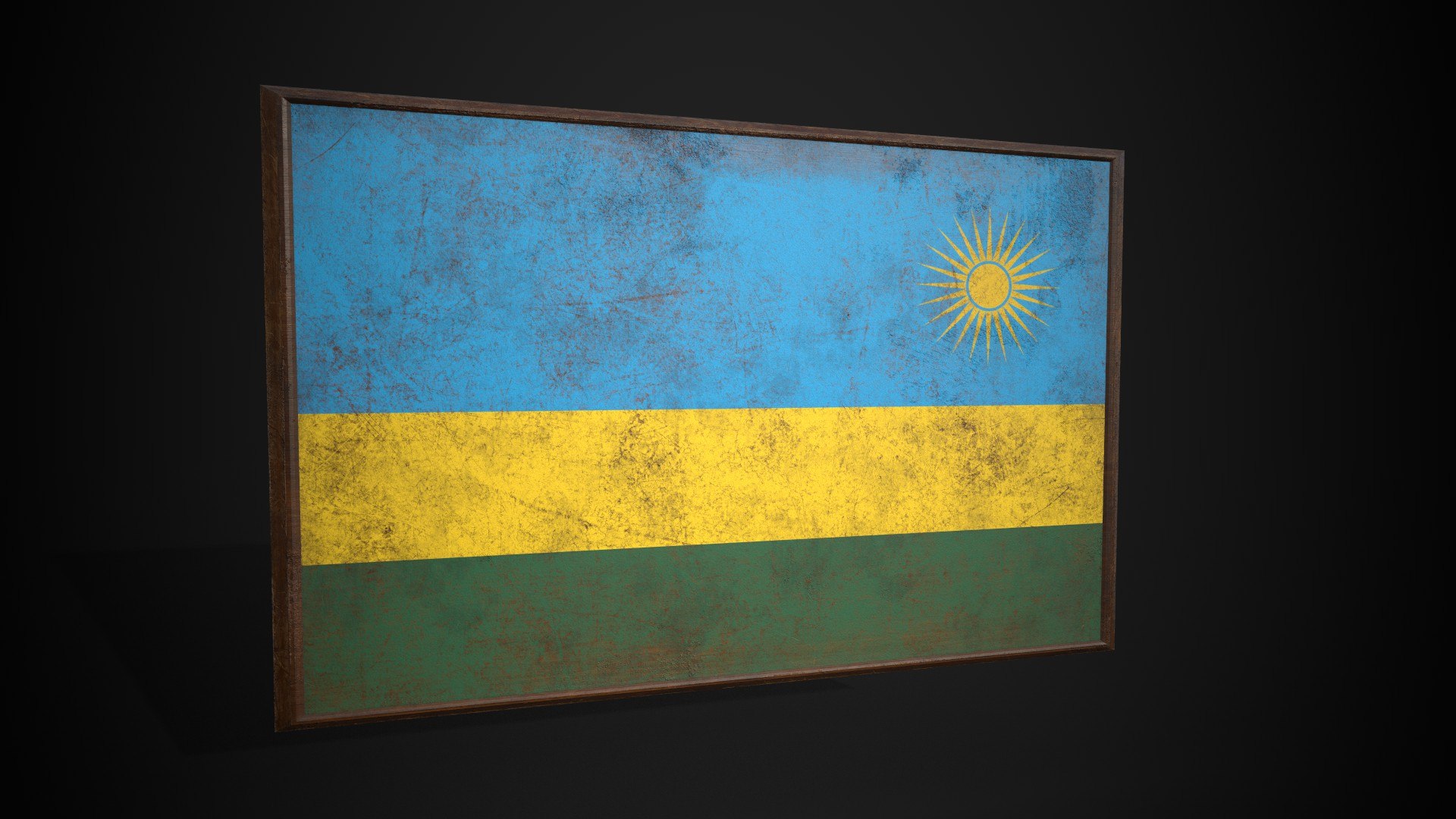 Old Picture Frame With Rwanda Flag - Game Ready PBR Low-poly 3D Model ...