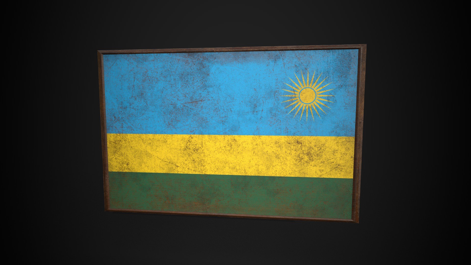 Old Picture Frame With Rwanda Flag - Game Ready PBR Low-poly 3D Model ...