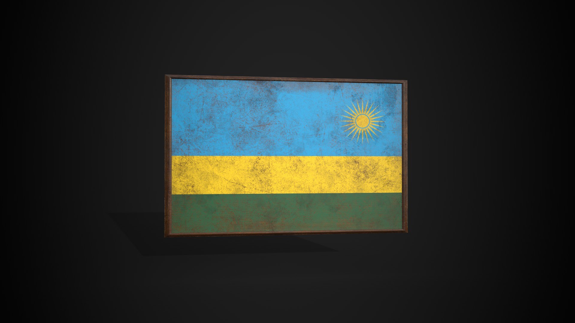 Old Picture Frame With Rwanda Flag - Game Ready PBR Low-poly 3D Model ...