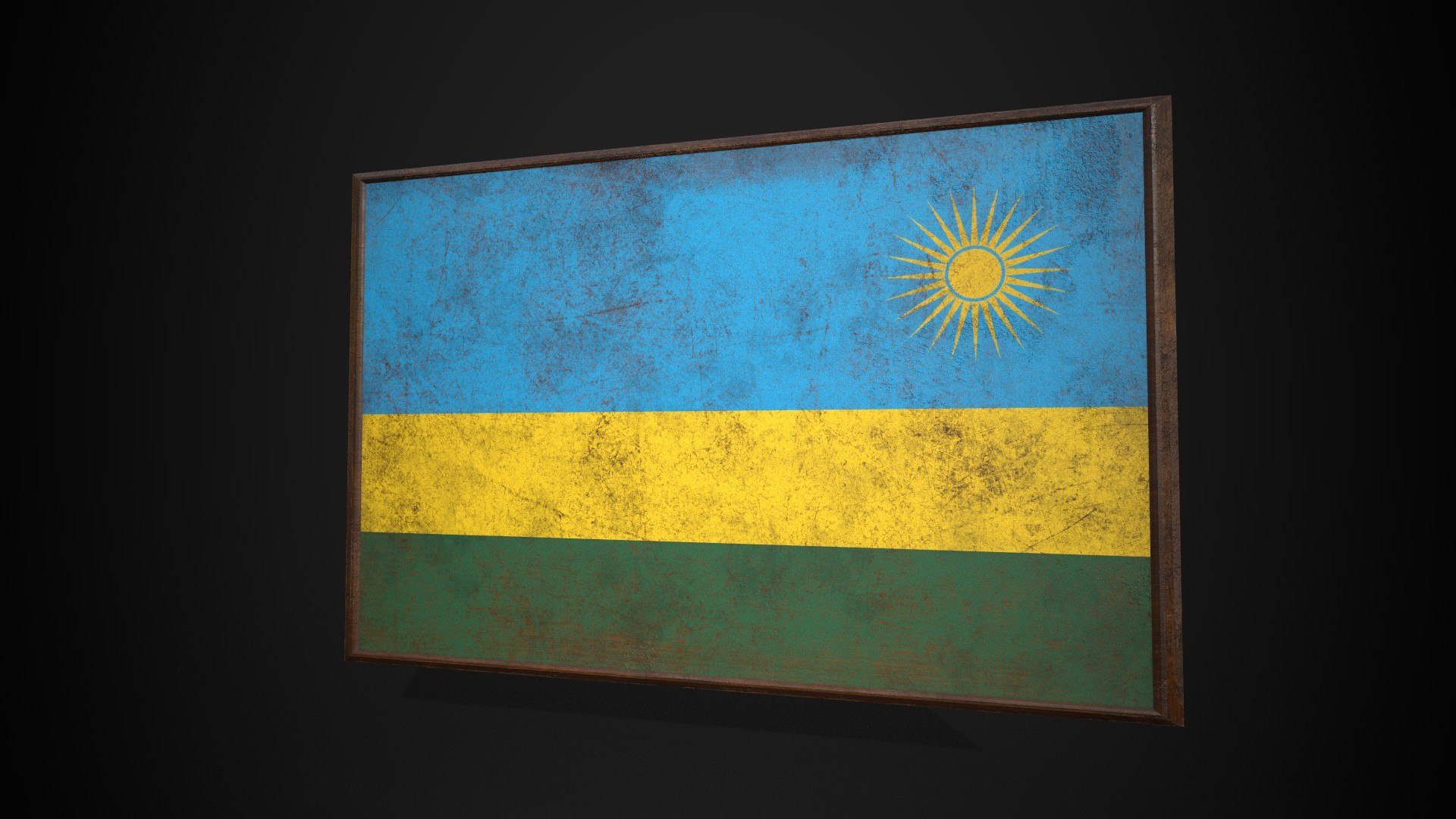 Old Picture Frame With Rwanda Flag - Game Ready PBR Low-poly 3D Model ...