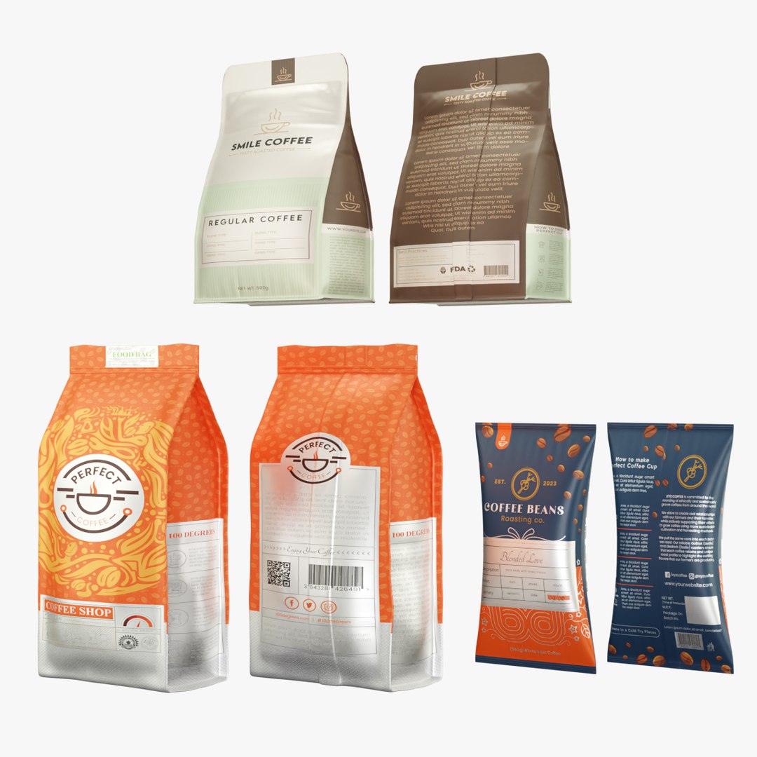 Coffee Pouch Packaging 3D Model - BLEND 3D model - TurboSquid 2081422