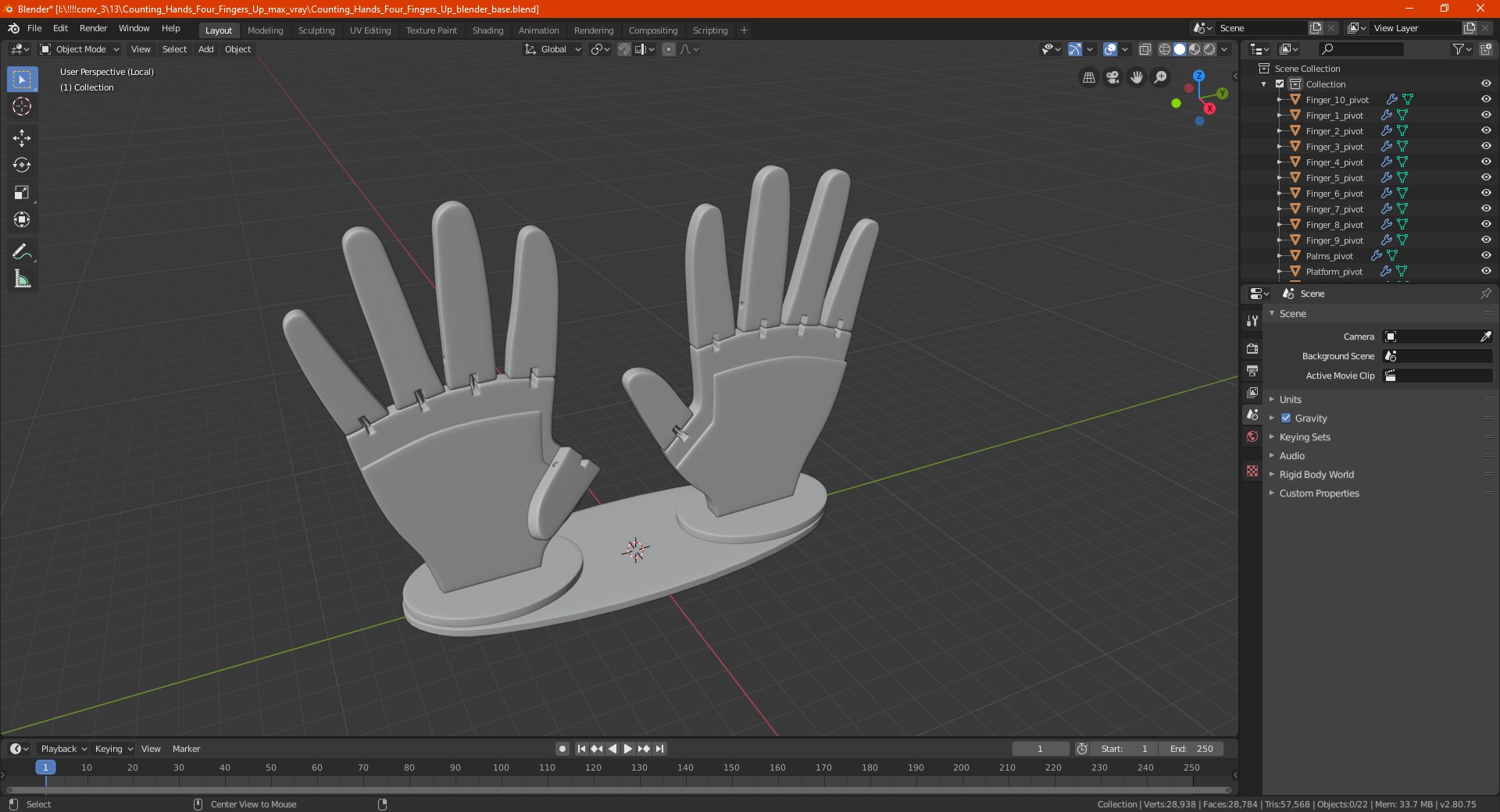 Counting Hands Four Fingers Up 3D model - TurboSquid 1818374
