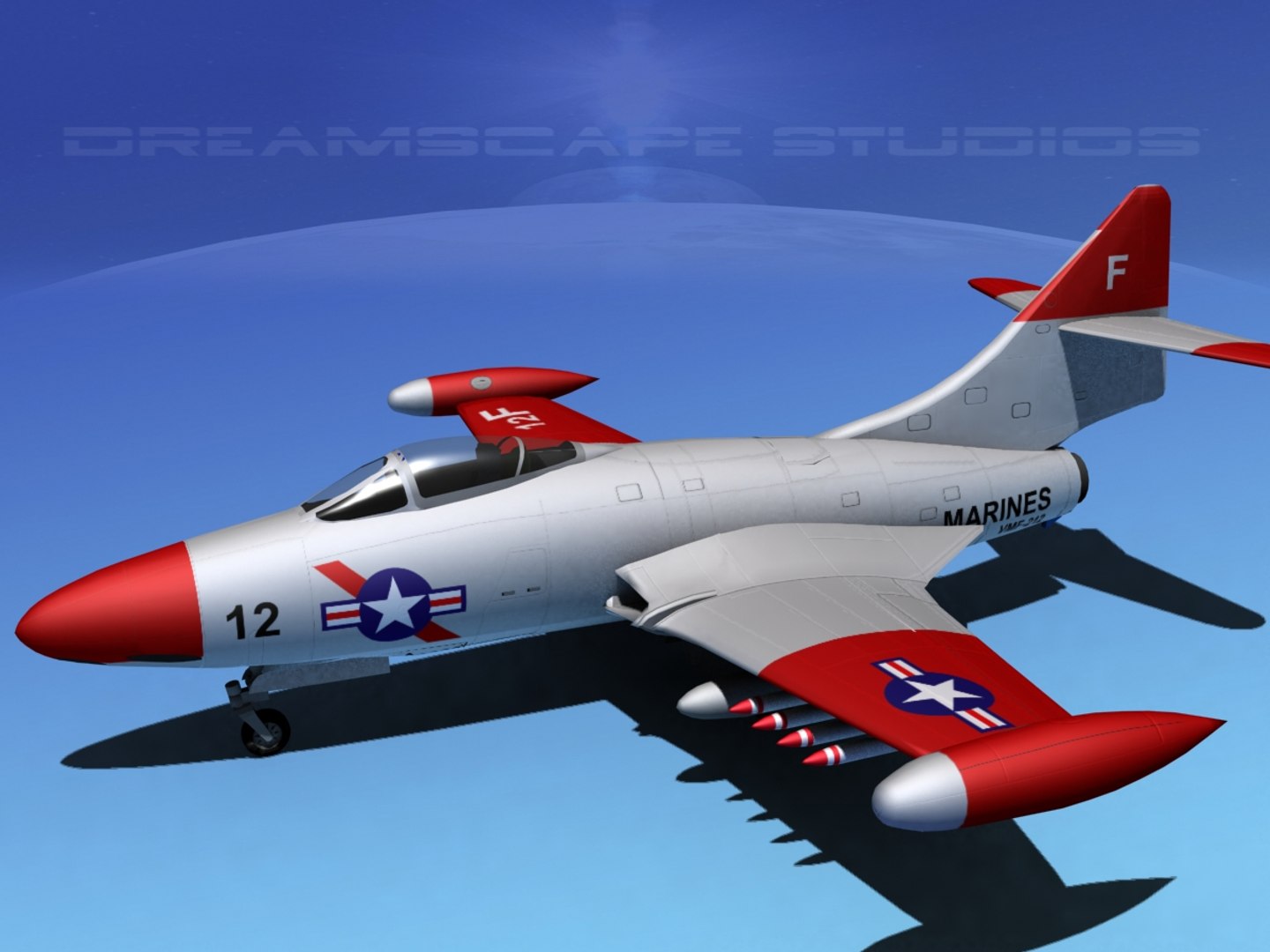 panther f9f jet fighter 3d model