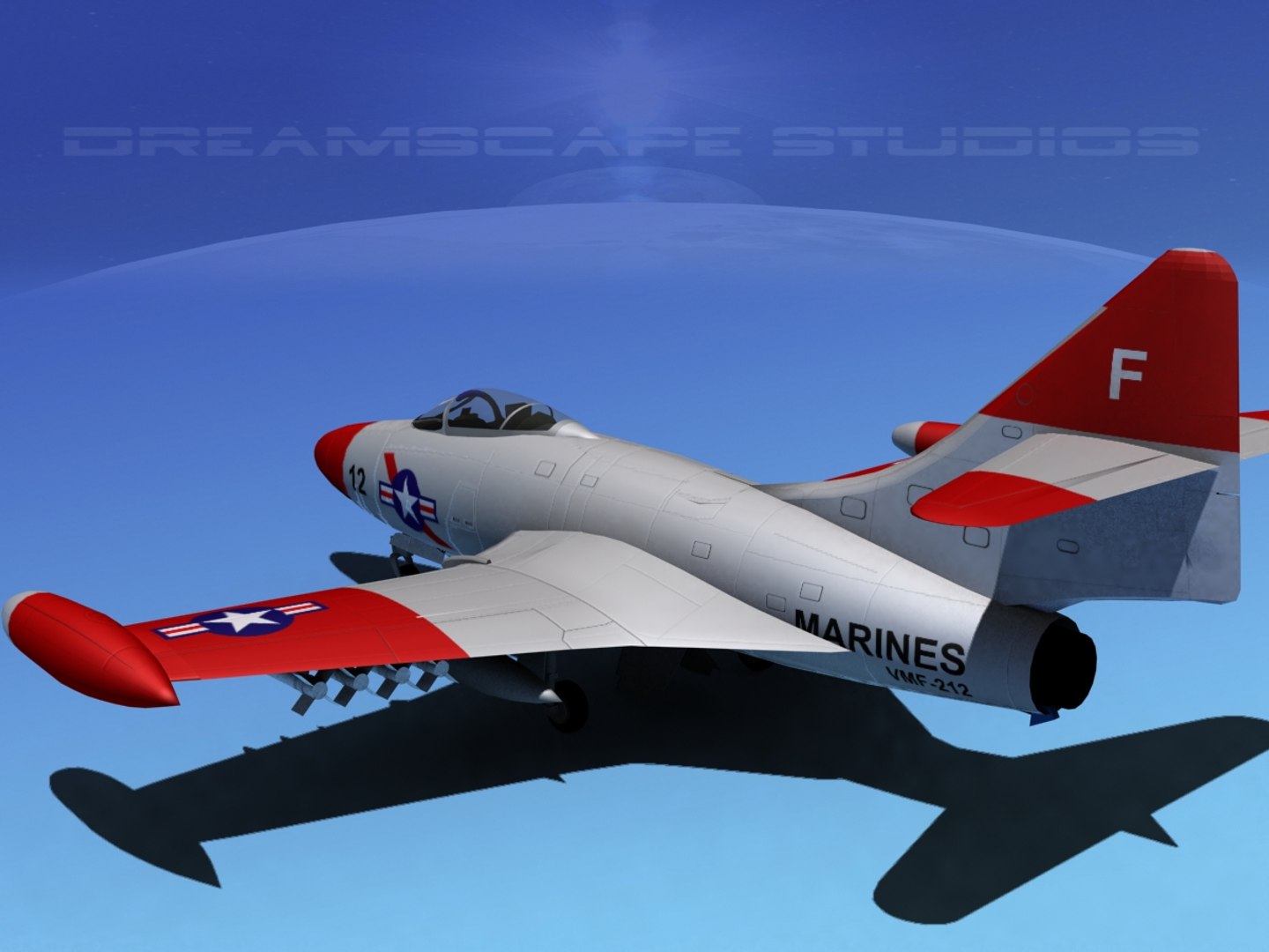 panther f9f jet fighter 3d model