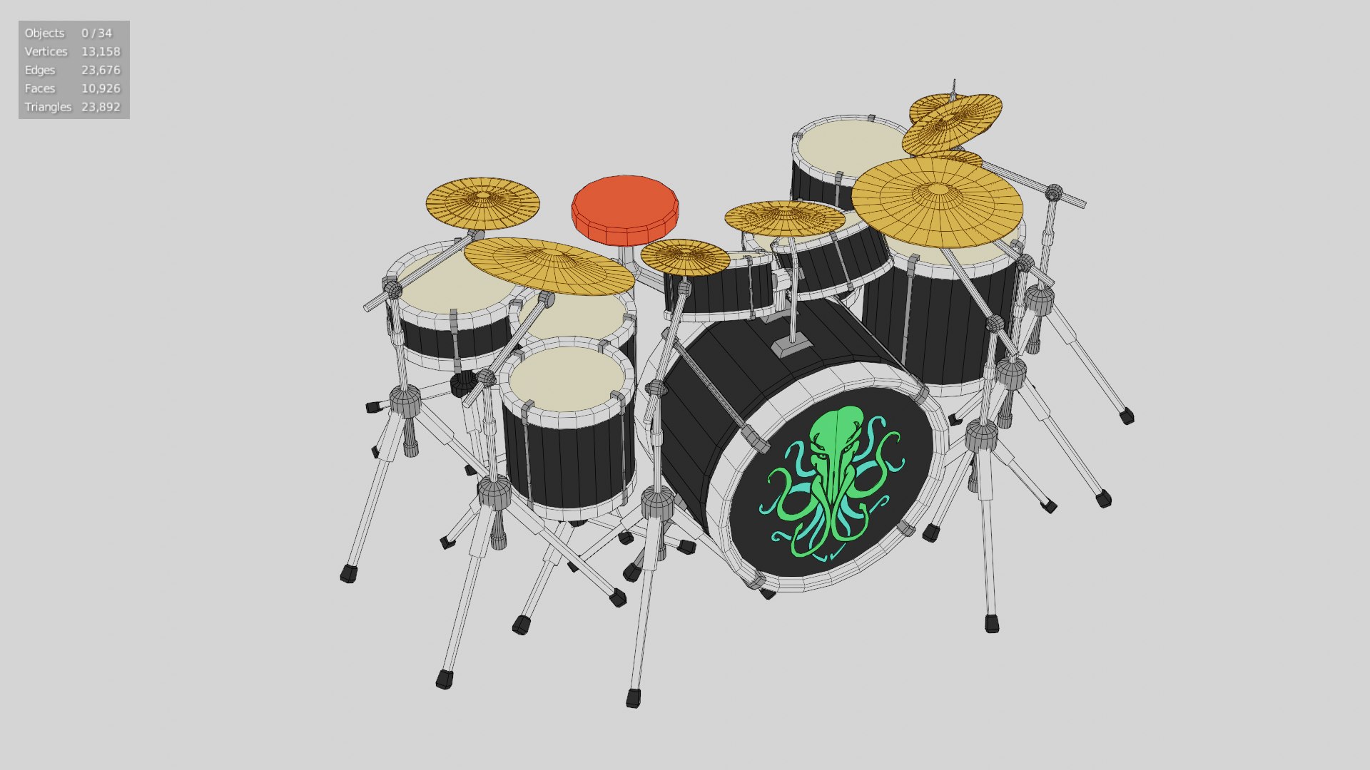 3D Low Poly Drum 3 Model - TurboSquid 1918556