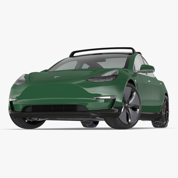 modelo 3d Tesla Model 3 con accesorios para ruedas y techo preparados ...