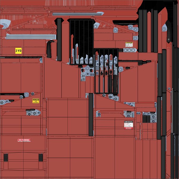 modelo 3d Contenedor de basura rojo de 2 yardas nuevo y sucio ...